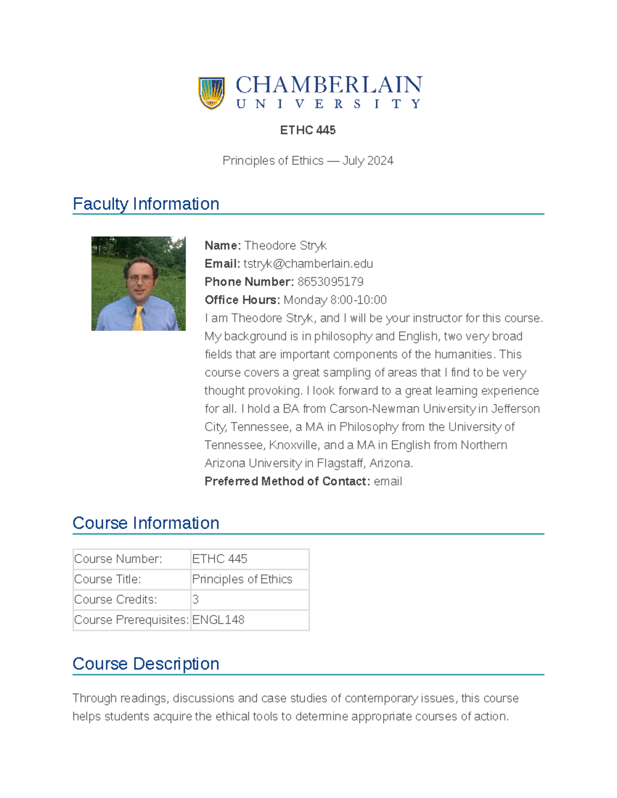 Syllabus Ethics 445N - ETHC 445 Principles of Ethics — July 2024 ...