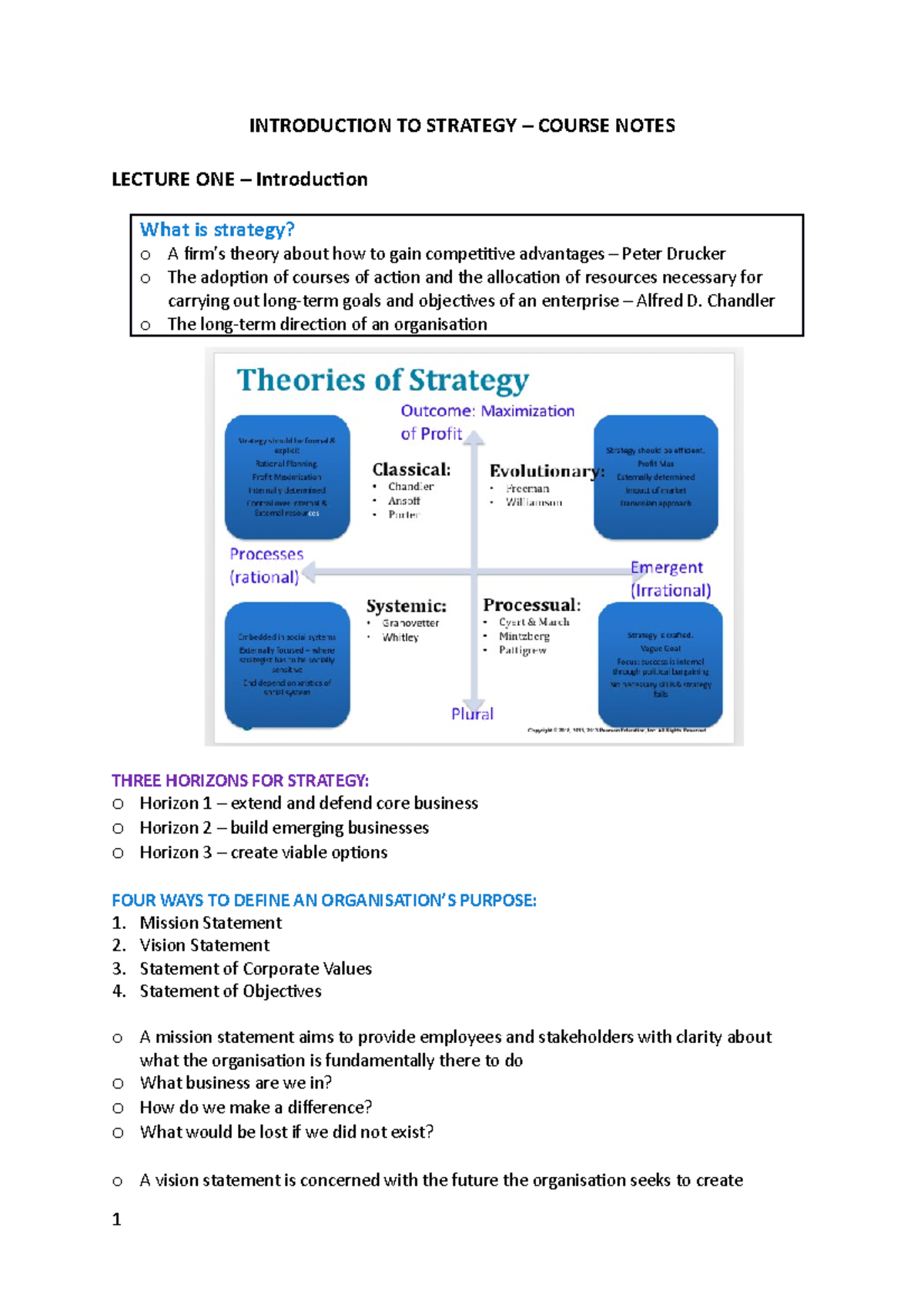 Introduction To Strategy Notes - INTRODUCTION TO STRATEGY – COURSE ...