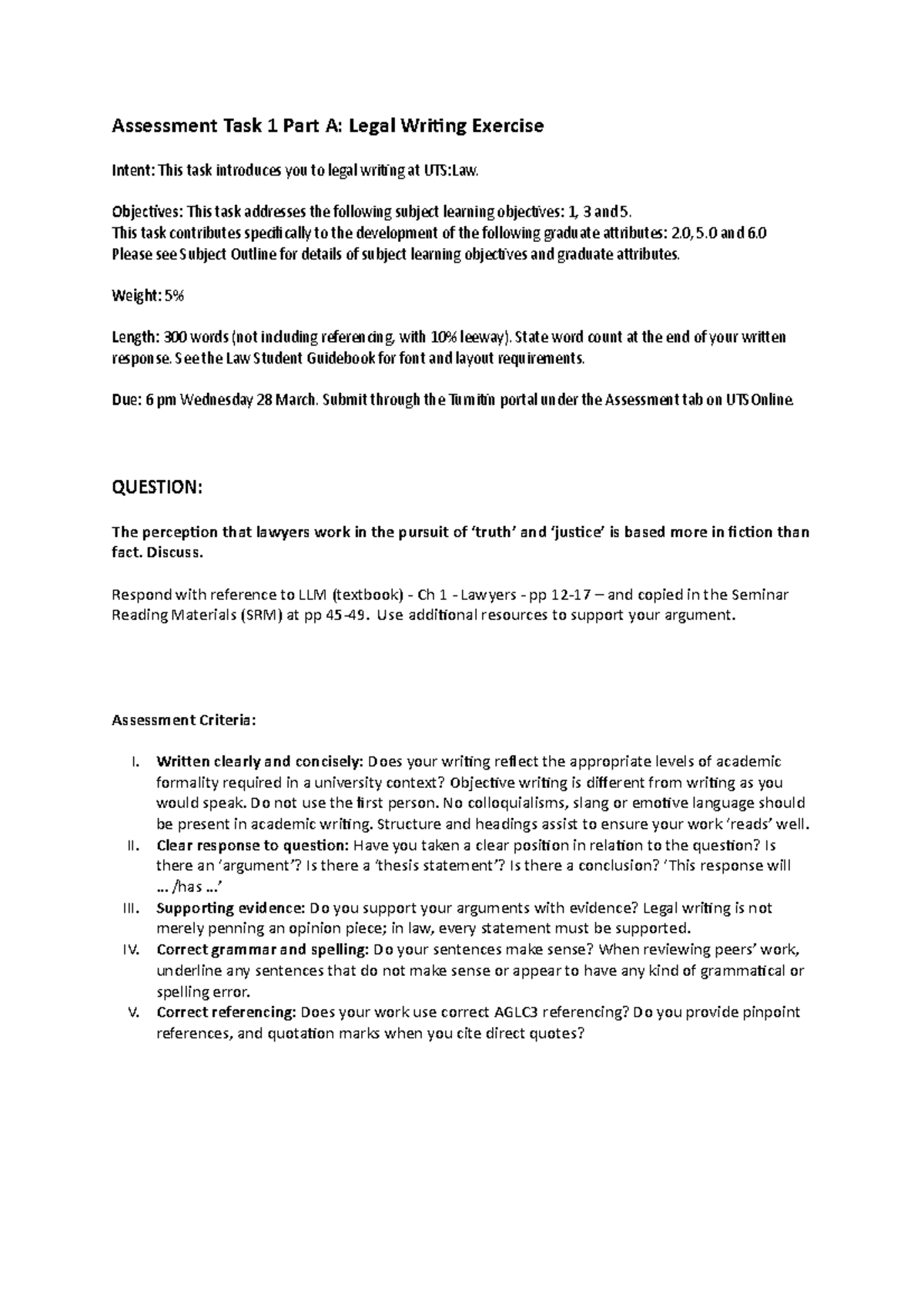Legal Writing Exercise Aut 2018 Assessment Task 1 Part A Legal legal-writing-exercise-aut-2018-assessment-task-1-part-a-legal