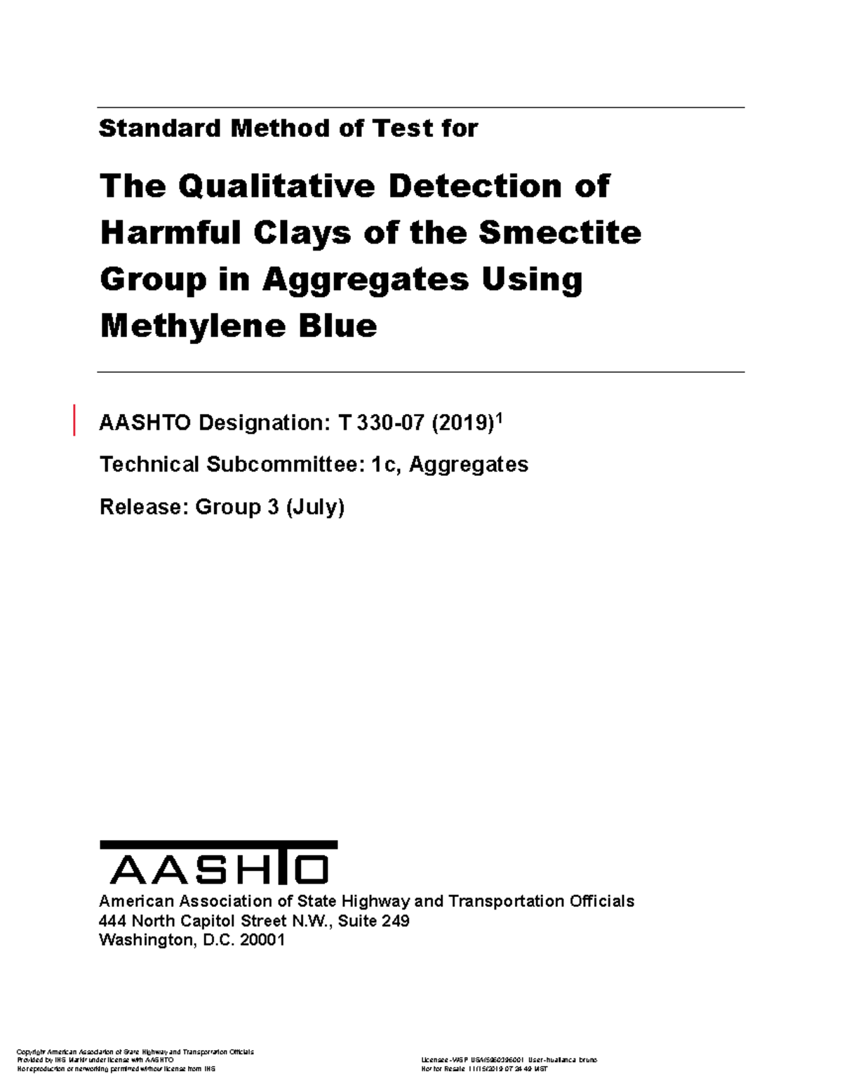 Aashto T330-2019 -AZUL DE Metileno - Standard Method of Test for The ...