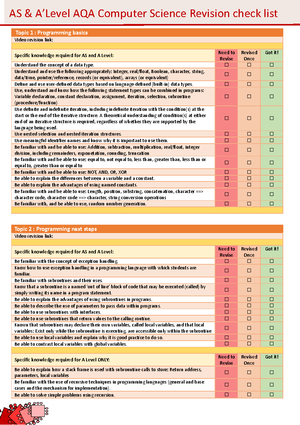 OCR - Computational Thinking cheat sheet (A4) - Tresham College - Studocu