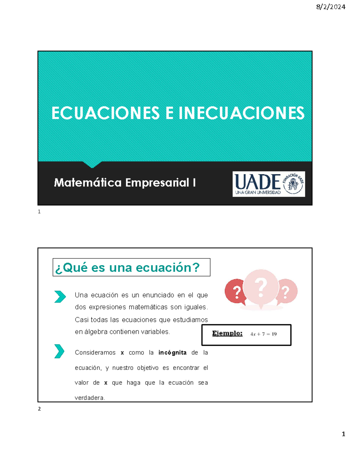 Ecuaciones e inecuaciones (PDF) - ECUACIONES E INECUACIONESECUACIONES E ...