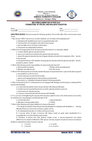 Prof Ed 105 - Final Notes Midterm from PSU - CHAPTER 1: DEFINITION ...