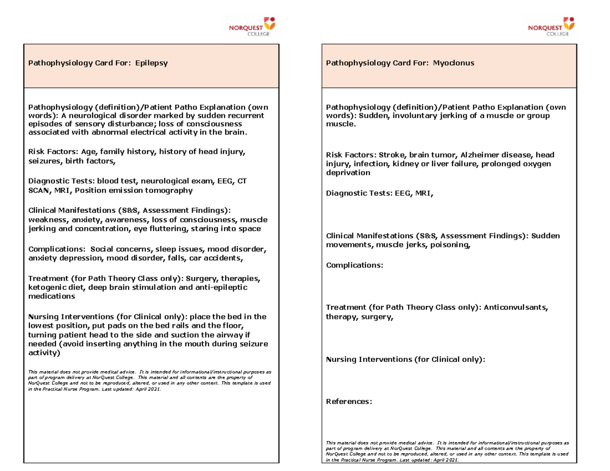 Epilepsy - Notes - Pathophysiology Card For: Epilepsy Pathophysiology ...