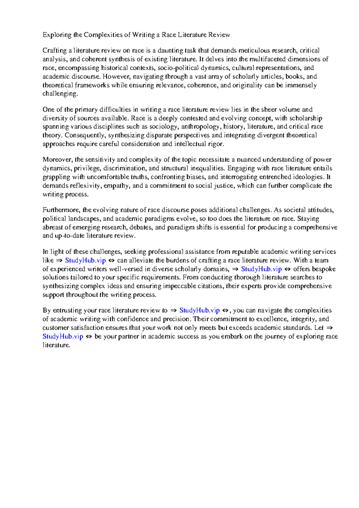 Race Literature Review - Exploring the Complexities of Writing a Race ...