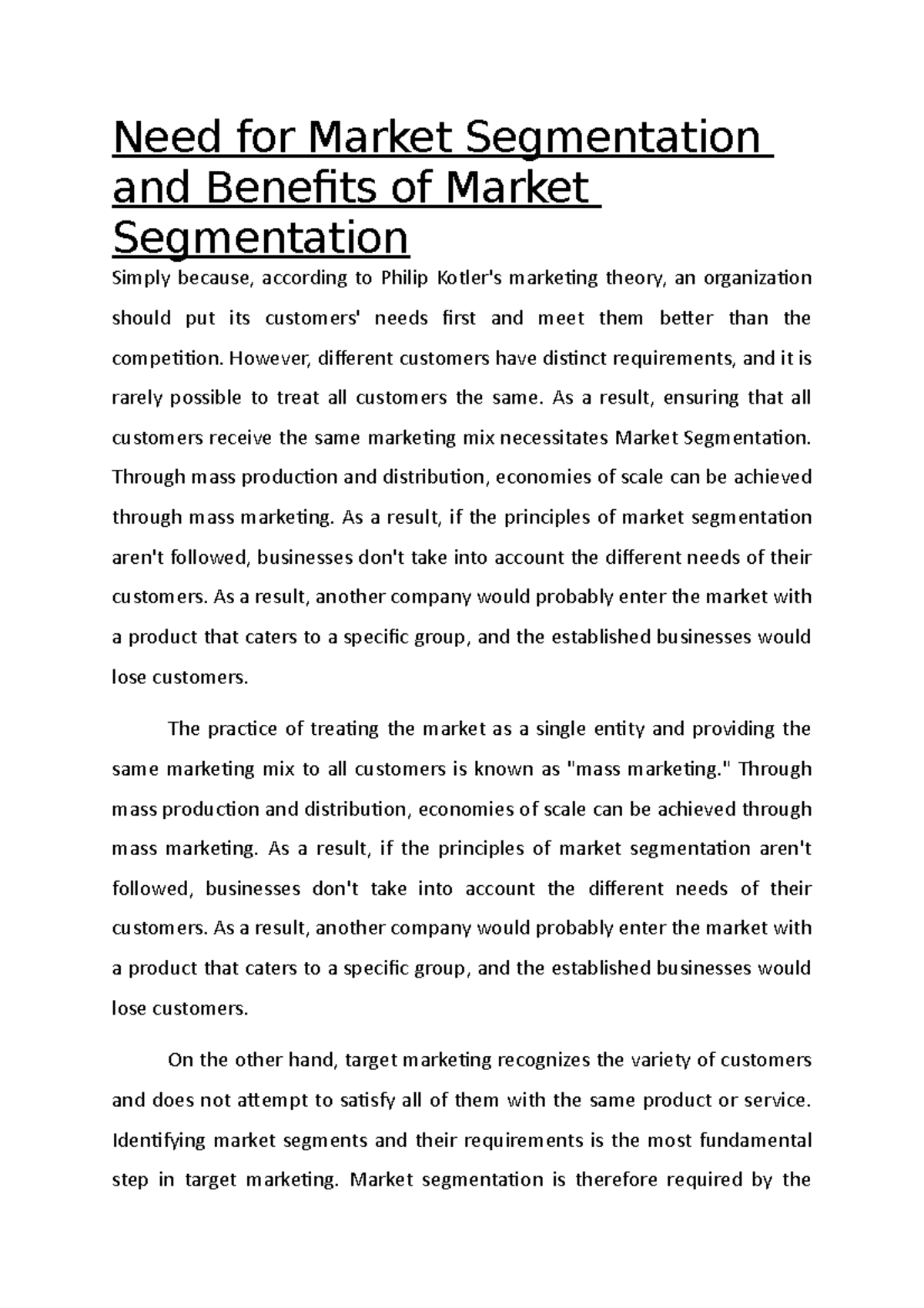 Need for Market Segmentation and Benefits of Market Segmentation - Need ...