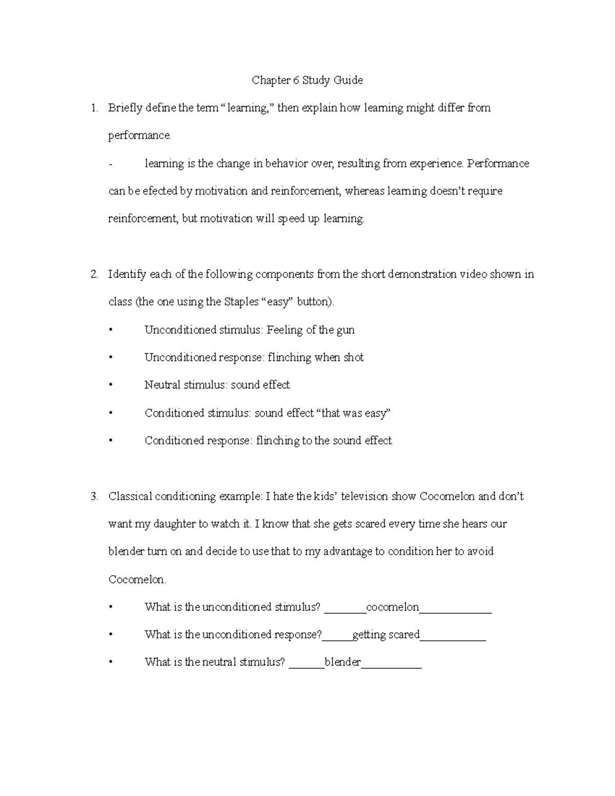 Chapter 6 Study Guide Chapter 6 Study Guide Briefly Define The Term