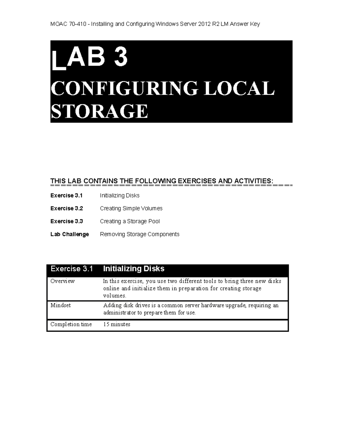 Lab3 Cit 353 L Ab 3 Configuring Local Storage This Lab Contains The Following Exercises And 