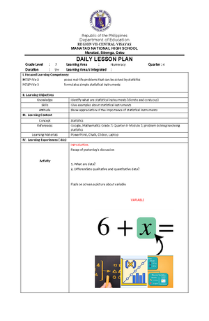 math 9 1st quarter exam - Republic of the Philippines Department of ...