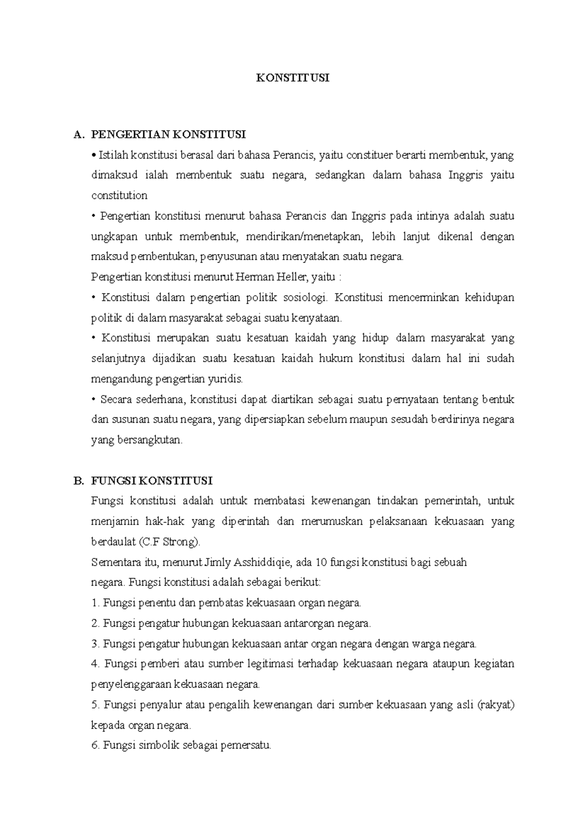 Pengertian Konstitusi - KONSTITUSI A. PENGERTIAN KONSTITUSI Istilah ...