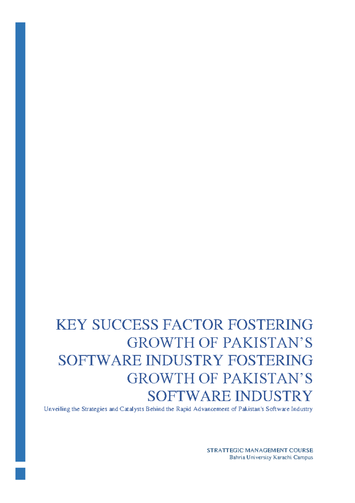 SM Project Report(KSFs for Successful Software Industry) - KEY SUCCESS ...