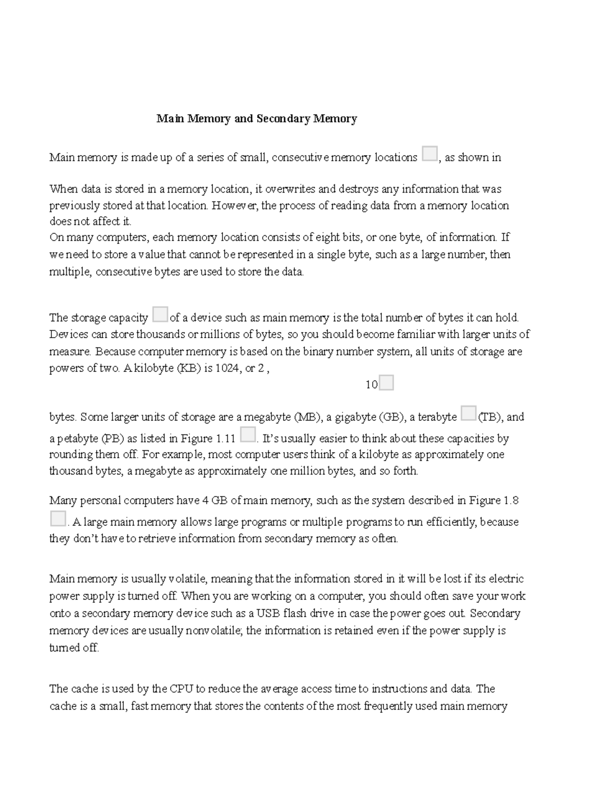 Main Memory and Secondary Memory Lecture Notes - Main Memory and ...