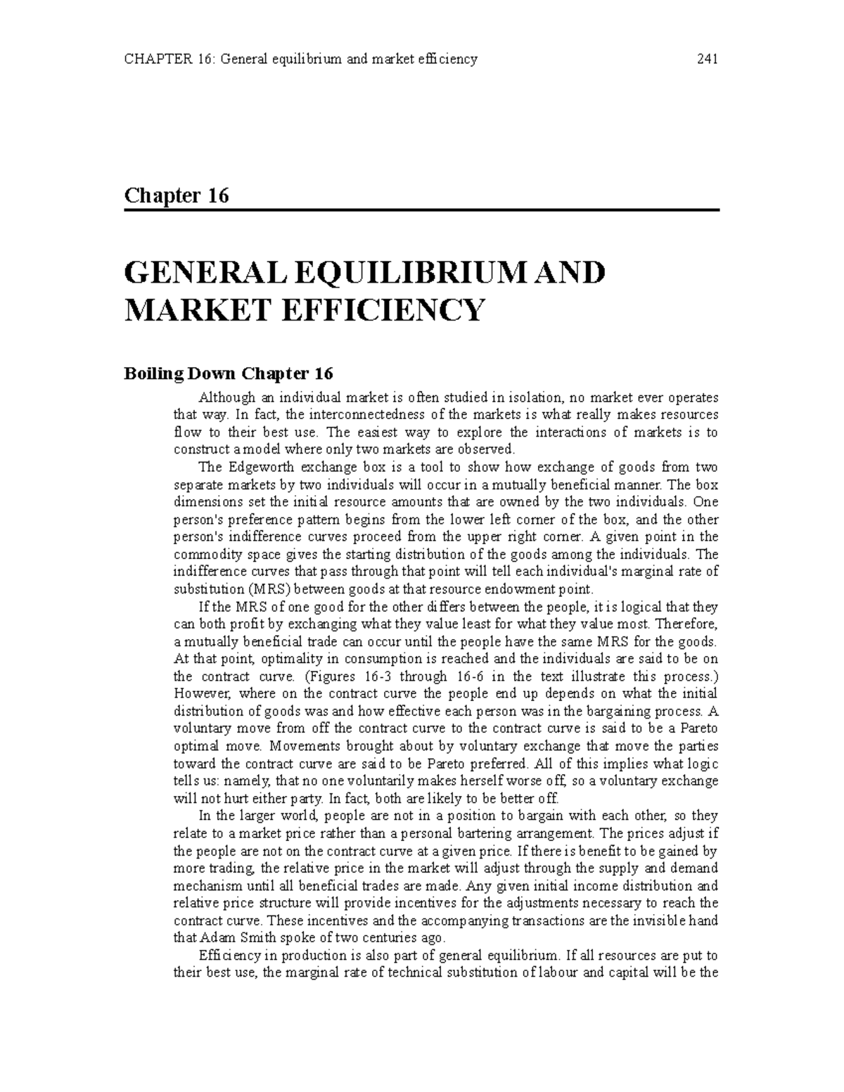 Dev CH 16 - Textbook summary - Chapter 16 GENERAL EQUILIBRIUM AND ...