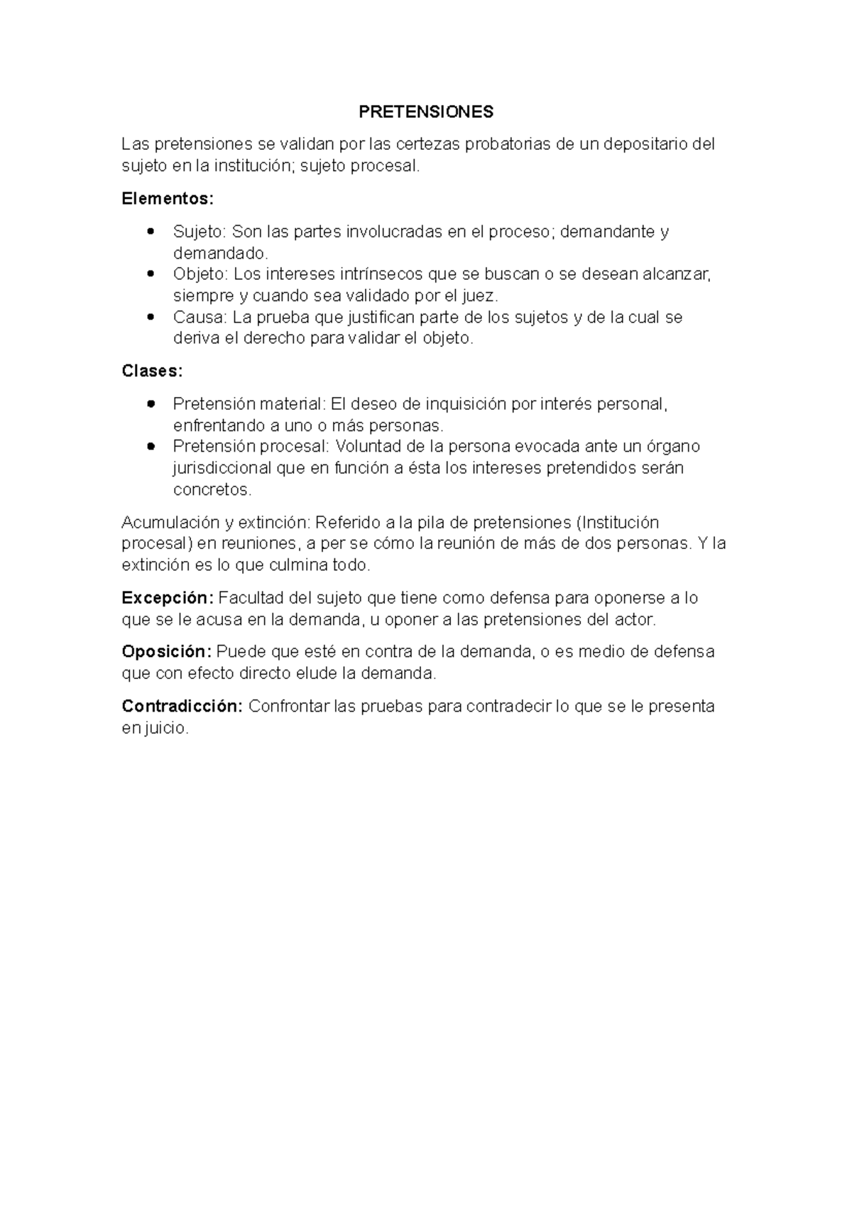 Pretensiones- Sesion 8 - PRETENSIONES Las pretensiones se validan por ...