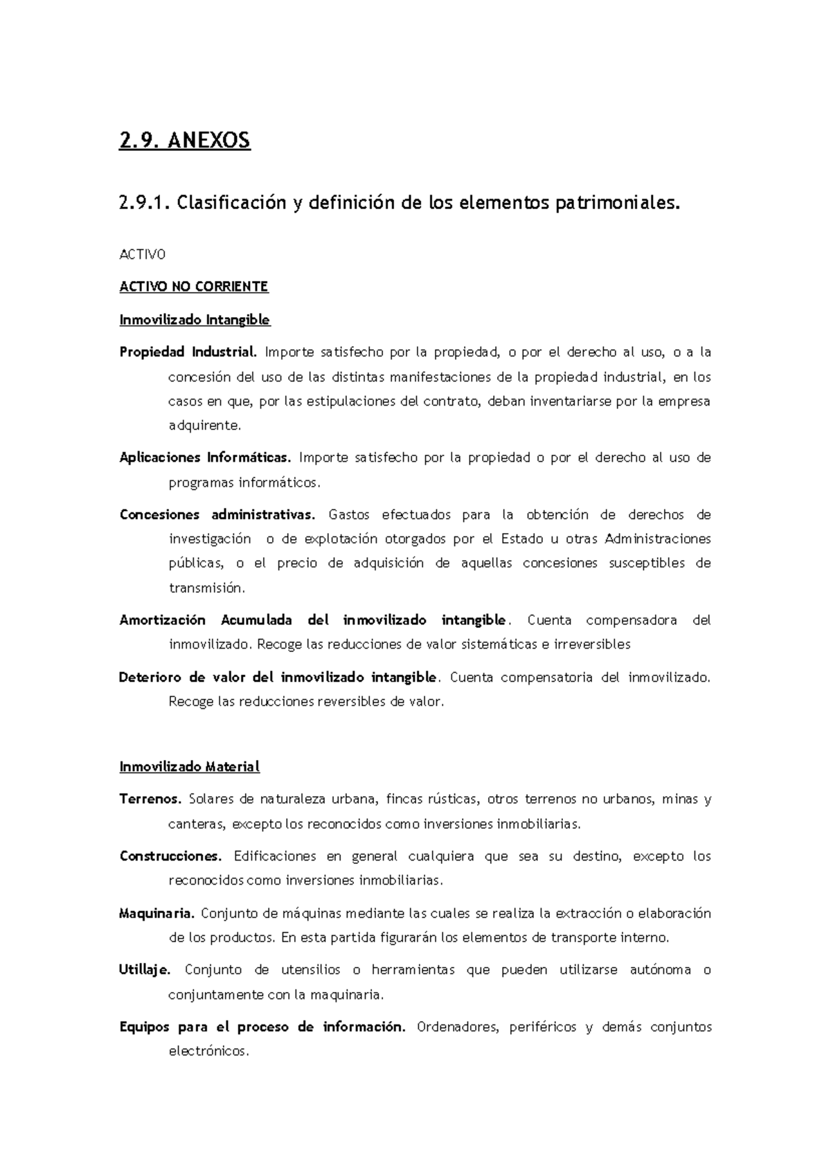 Tema 2 contabilidas anexo - 2. ANEXOS 2.9. Clasificación y definición ...
