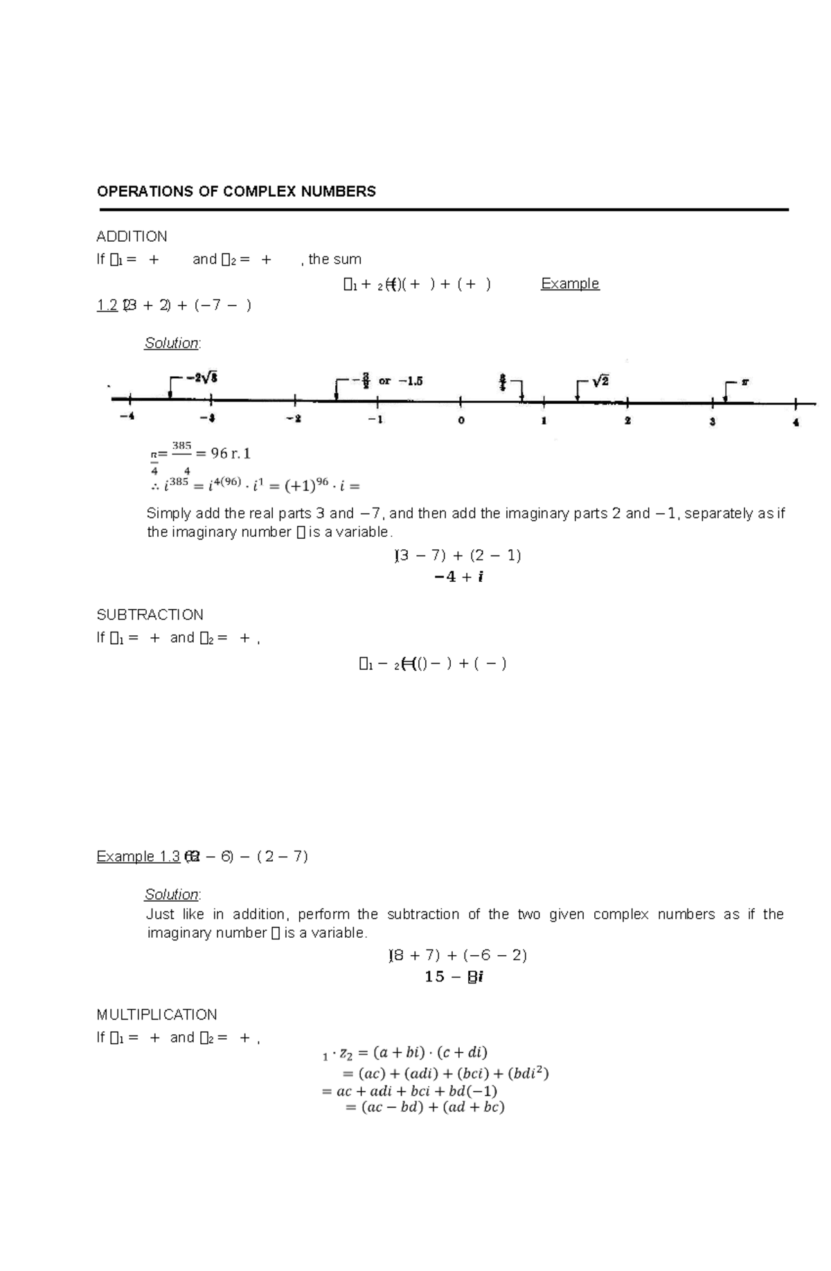 Adv. Math for Engineers - OPERATIONS OF COMPLEX NUMBERS ADDITION If 𝐀 1 ...