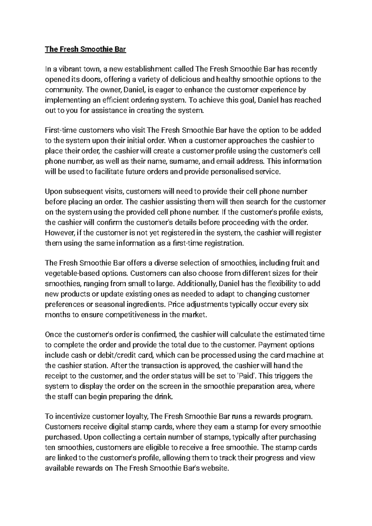 The Fresh Smoothie Bar Case Study - The Fresh Smoothie Bar In a vibrant ...