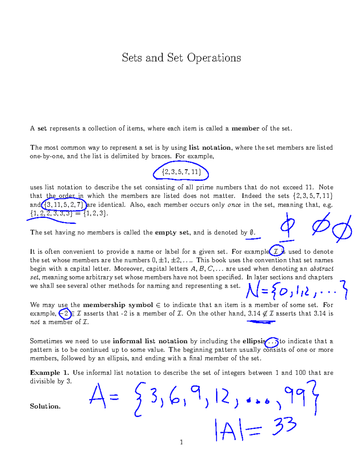 Sets-annotated - Don't have so much idea - Sets and Set Operations A ...
