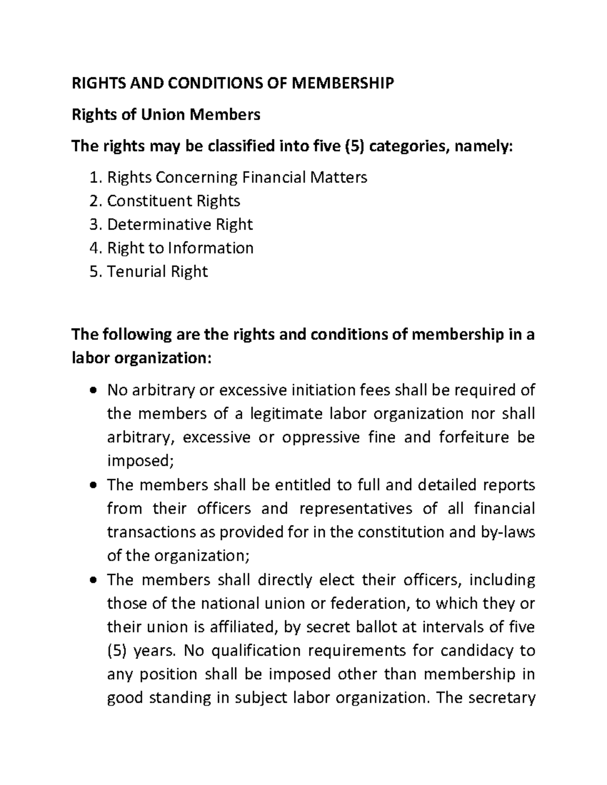Rights AND Conditions OF Membership - RIGHTS AND CONDITIONS OF ...