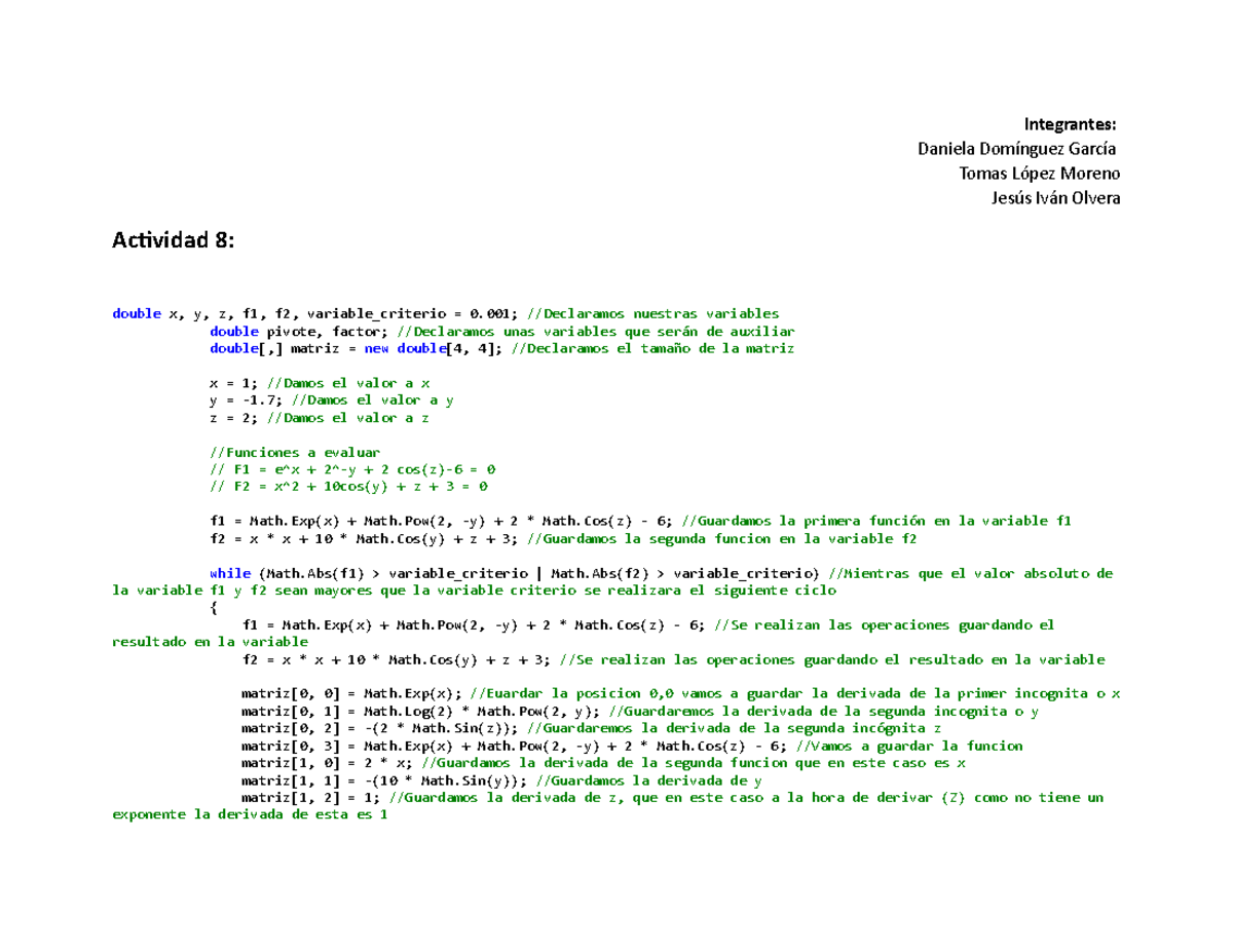 Actividad 8 MN - Integrantes: Daniela Domínguez García Tomas López ...