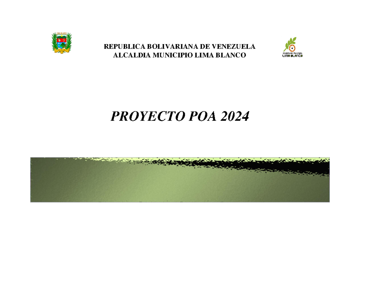 PLAN Operativo Y PLAN DE Compra 2024 - PROYECTO POA 2024 REPUBLICA ...