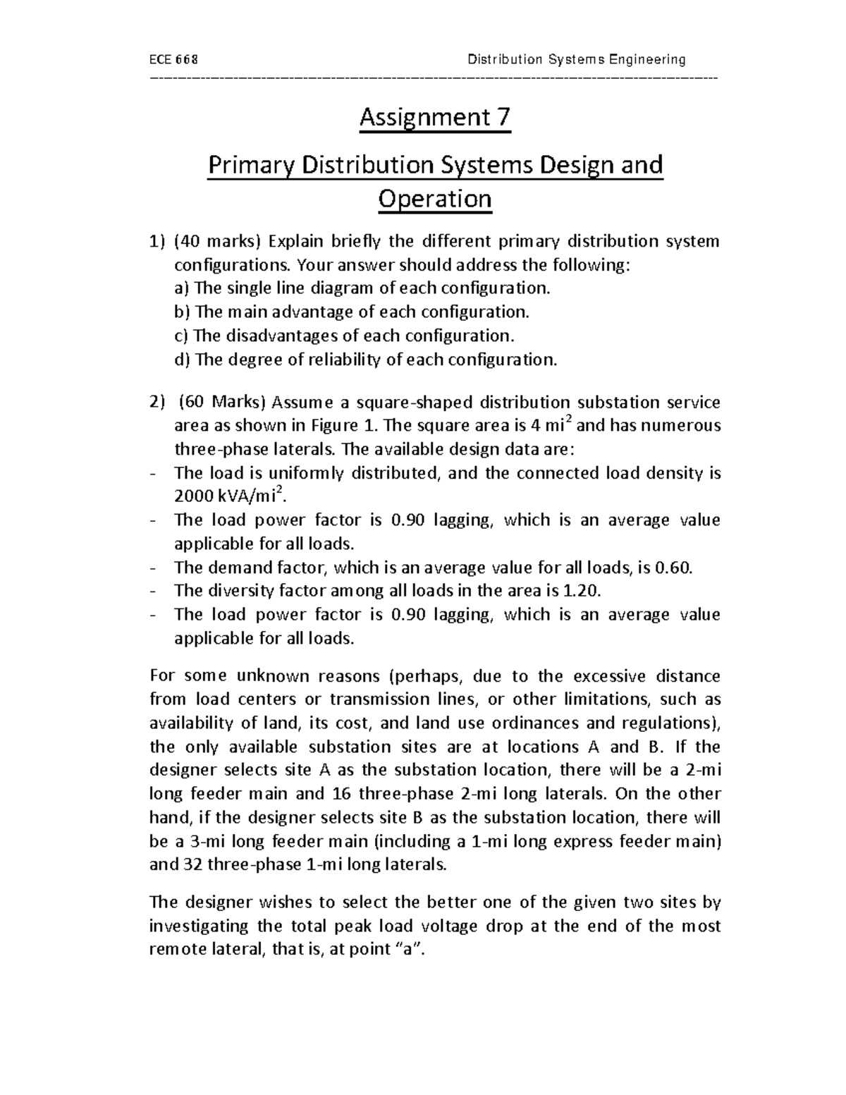 Assignment 7 - ECE 668 Dist ribut ion Syst em s Engineering - Studocu