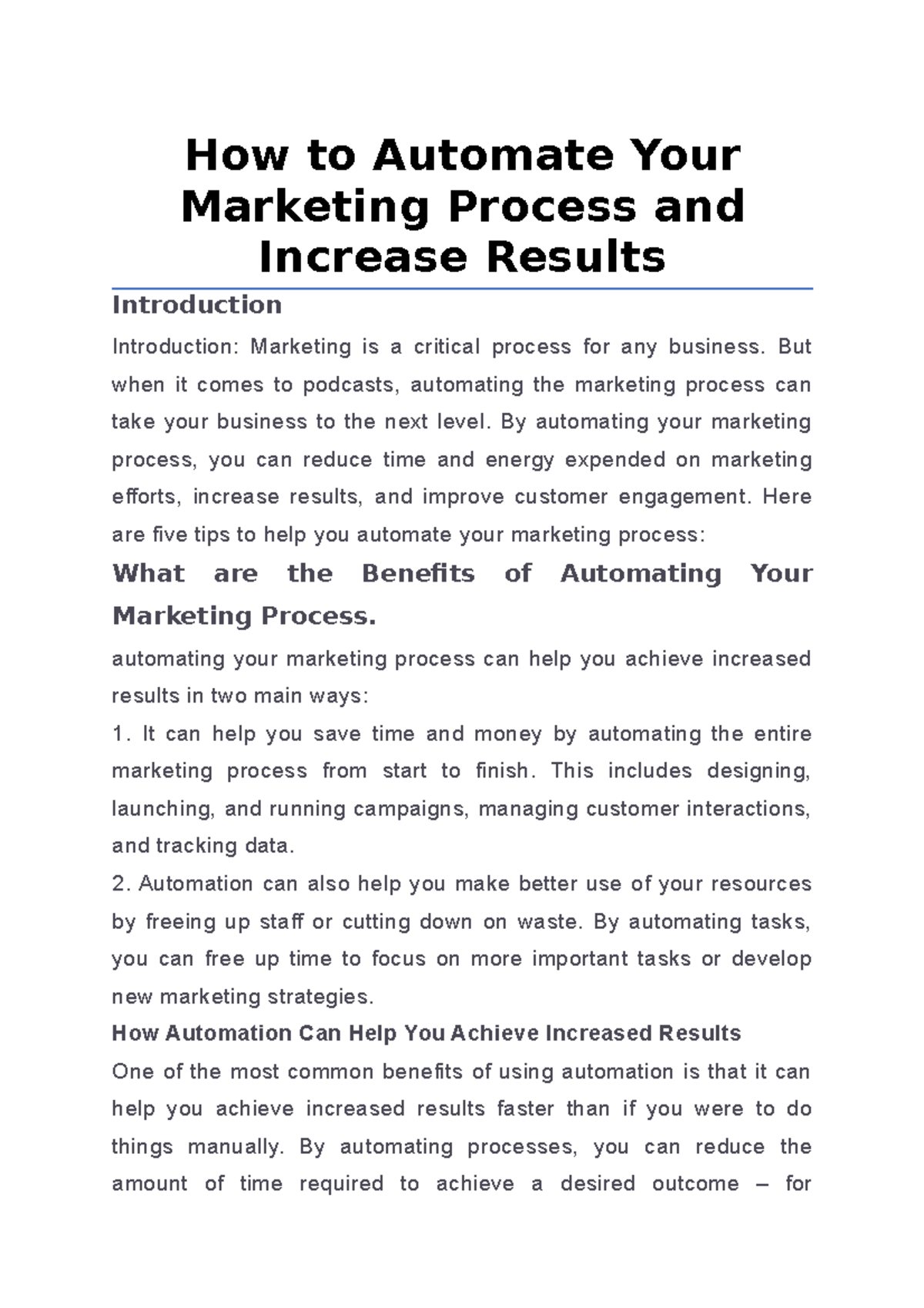 How to Automate Your Marketing Process and Increase Results - How to ...