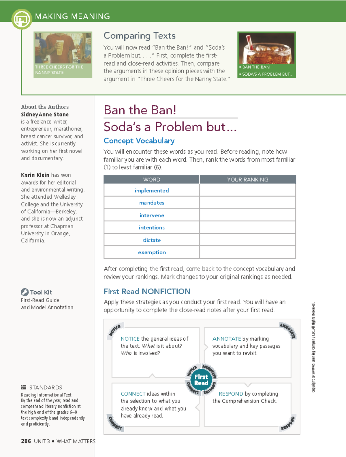 Ban the ban - Copyright © SAVVAS Learning Company LLC. All Rights ...