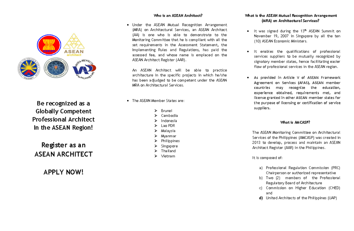 Architect Primer Asean - Be recognized as a Globally Competent ...
