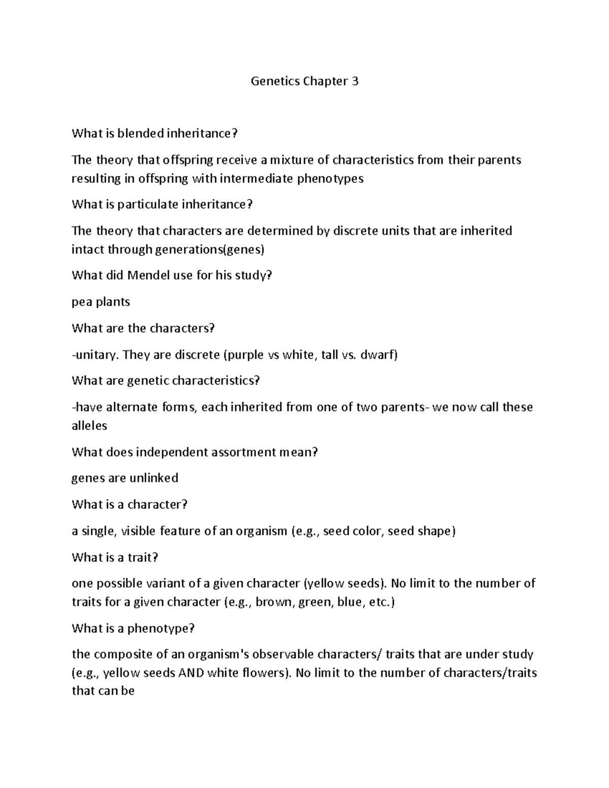 Genetics 3 - Genetics Chapter 3 What is blended inheritance? The theory ...