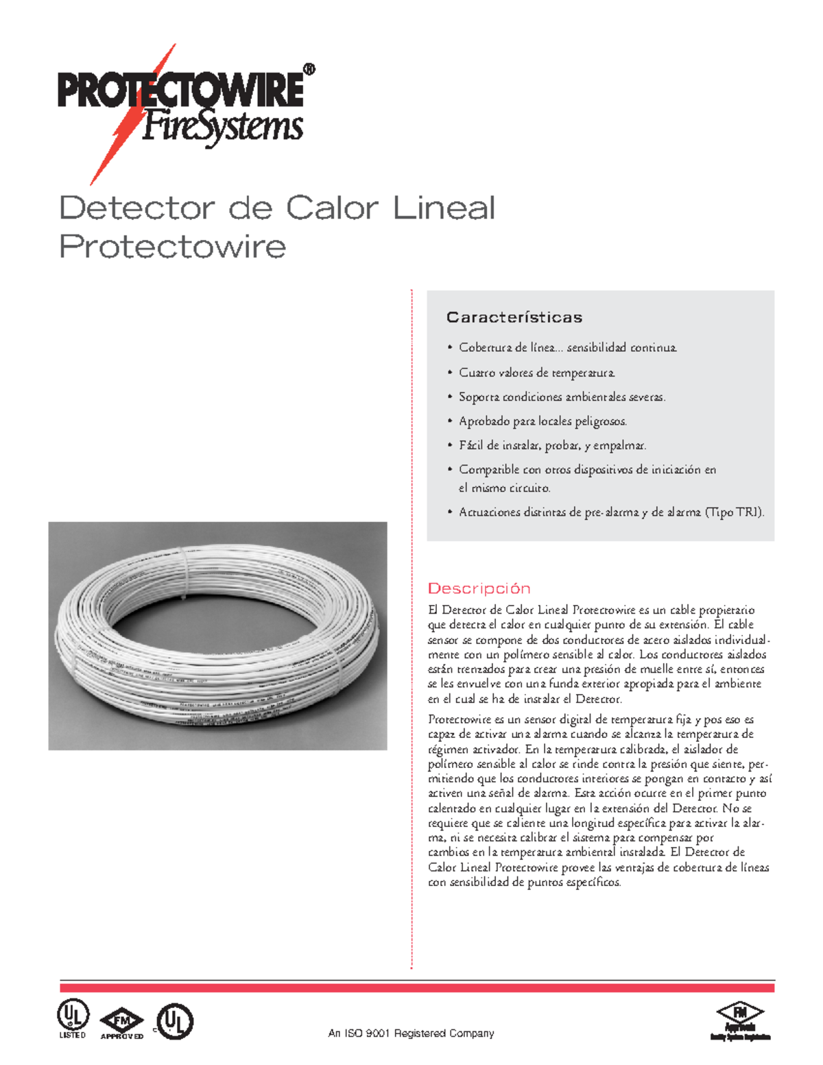 Cable protectowire sistemas contra incendios - Características ...