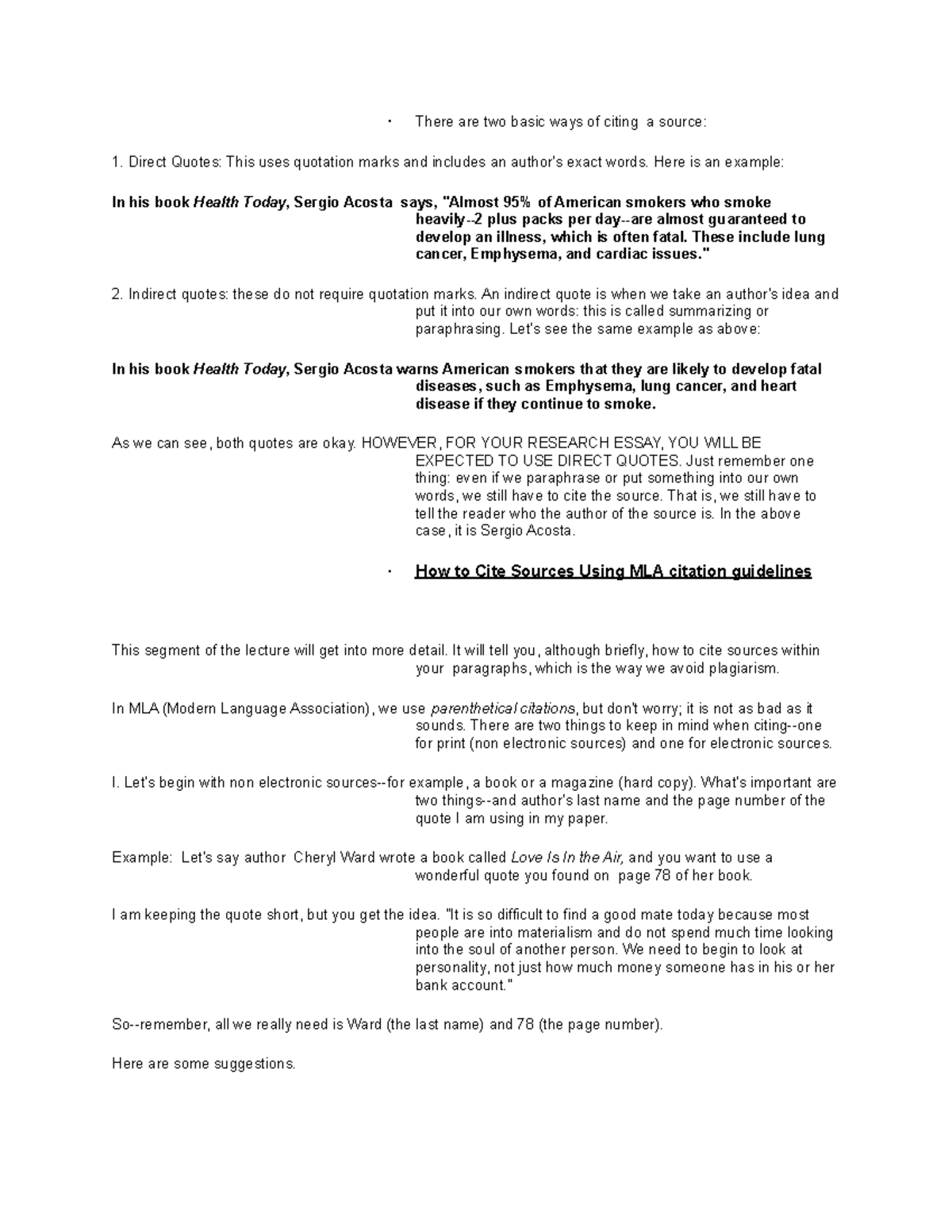 MLA citing sources(1) (1) - ∙ There are two basic ways of citing a ...