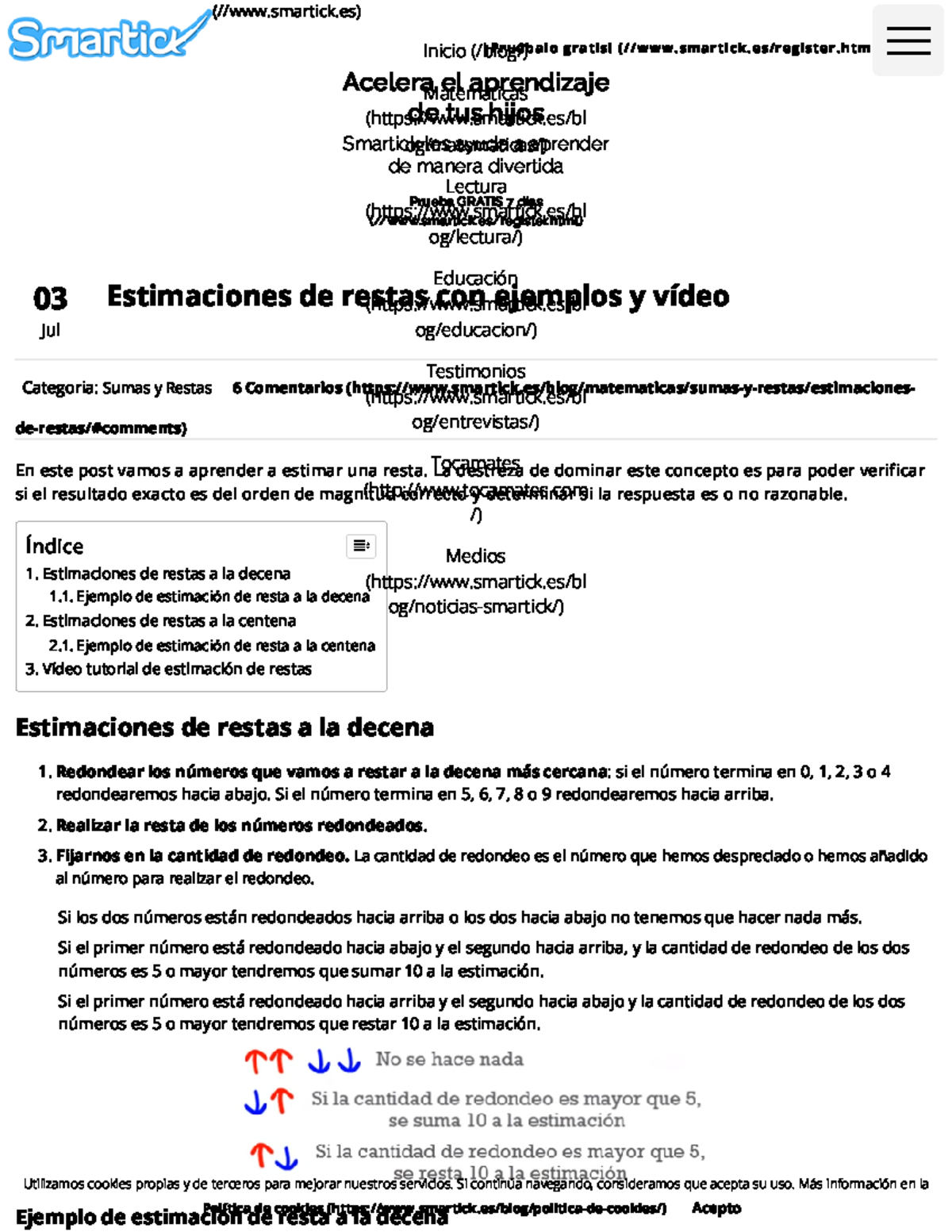 Estimaciones de restas con ejemplos y vídeo - Smartick - 03 Jul ...
