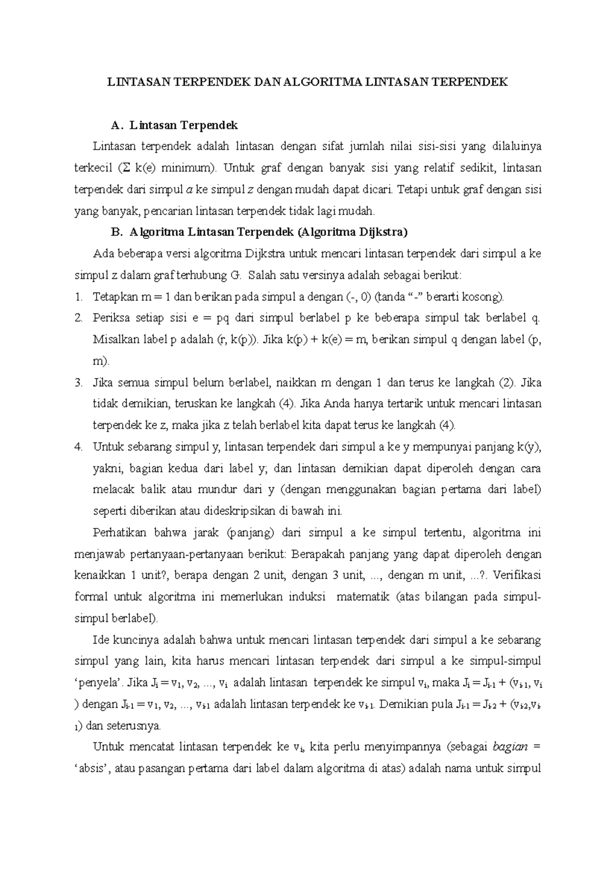 Shortest Path And Shortest Path Algorithm Lintasan Terpendek Dan Algoritma Lintasan Terpendek