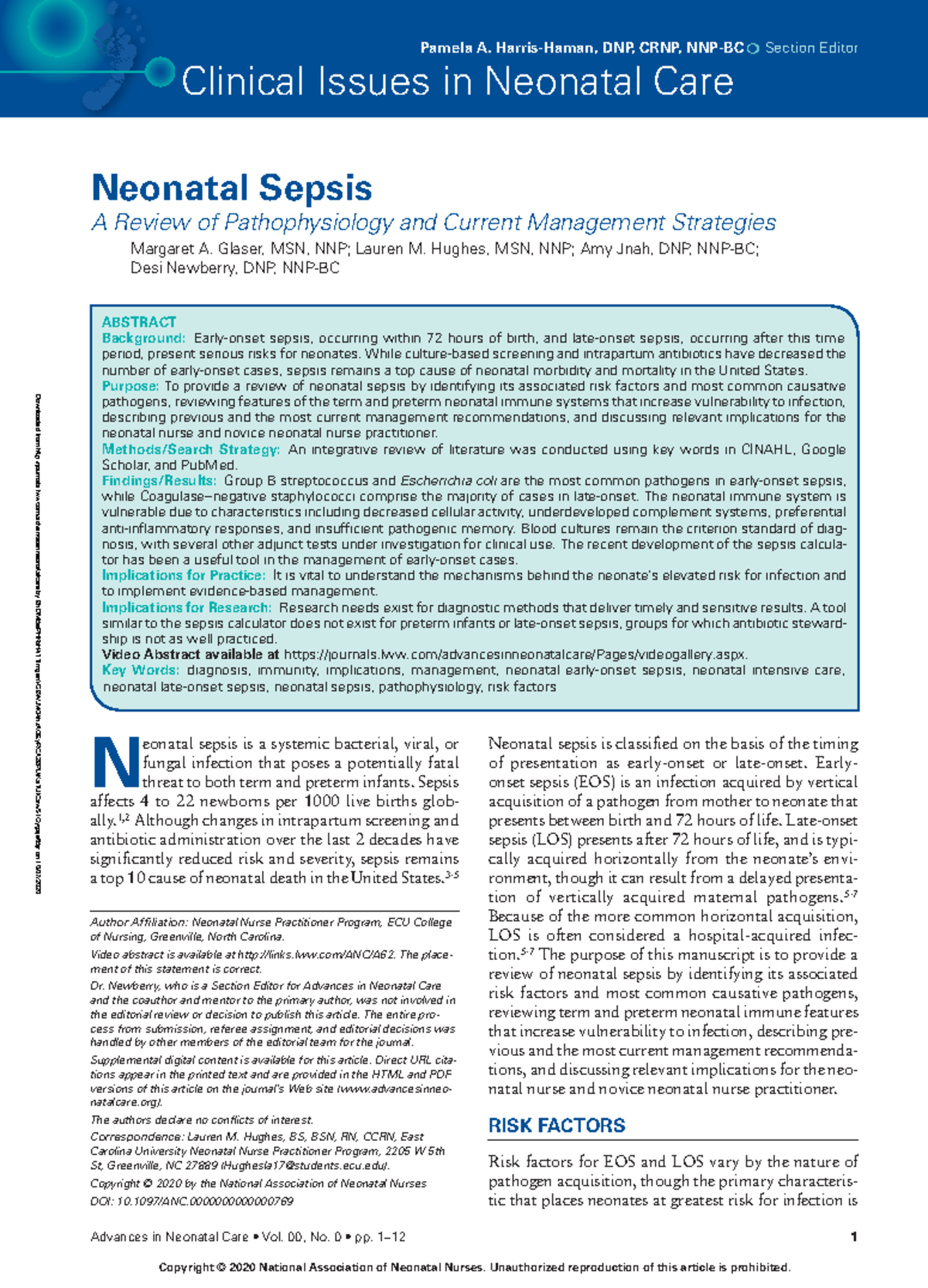 Sepsis neonatal review - Medicina Interna - Studocu