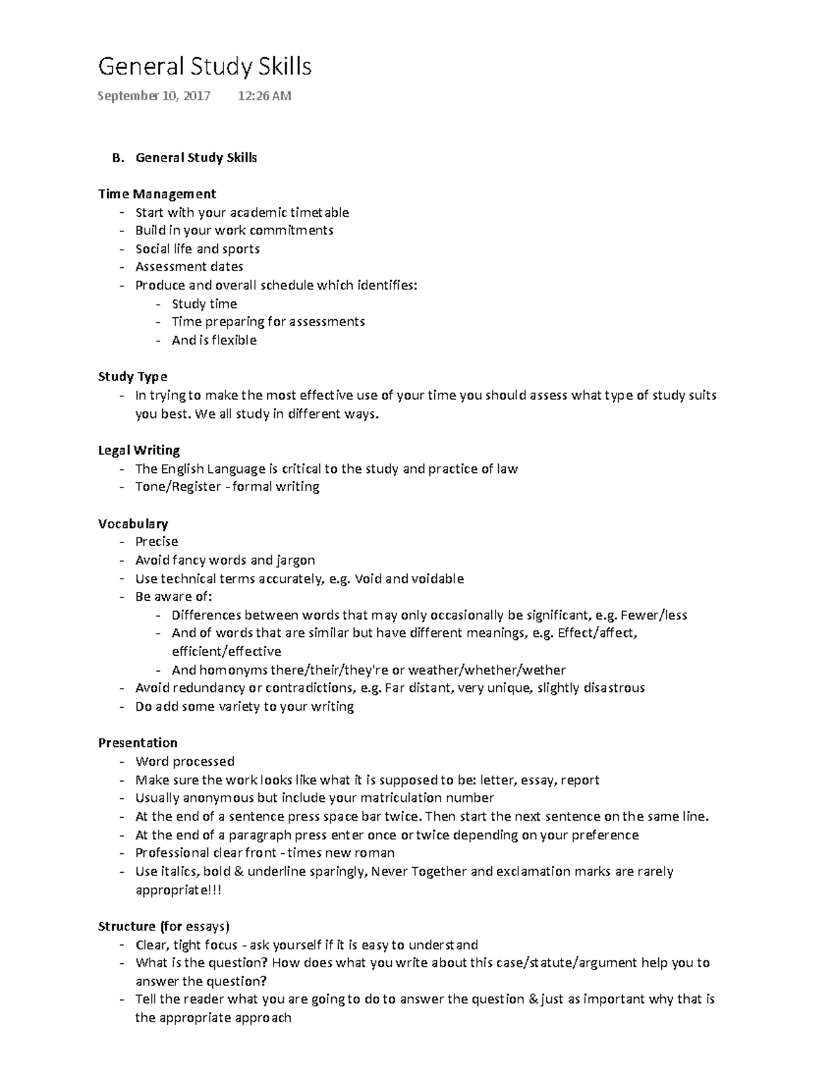 Foundations - Part 1 - General - General Study Skills September 10 ...