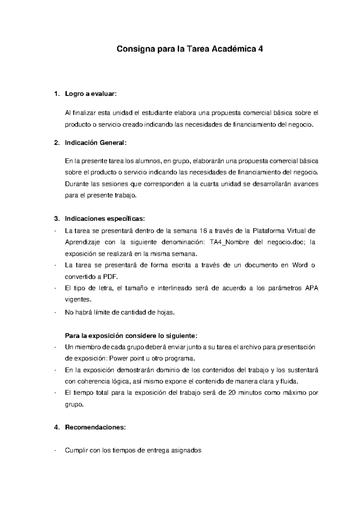 GC AN30 Consigna TA4 22C1M - Consigna para la Tarea Académica 4 Logro a evaluar: Al finalizar ...
