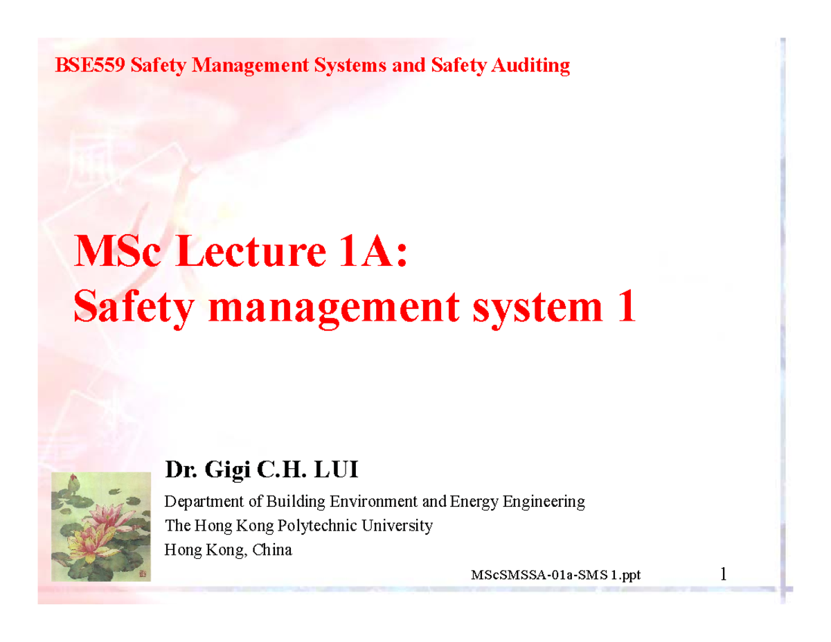 MSc Smssa-01a-SMS 1 (84) [Compatibility Mode] - BSE559 Safety ...