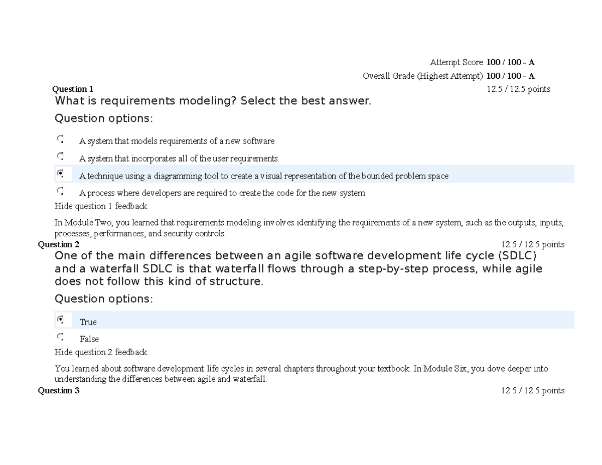 IT-304 8-4 Optional Quiz - Attempt Score 100 / 100 - A Overall Grade ...
