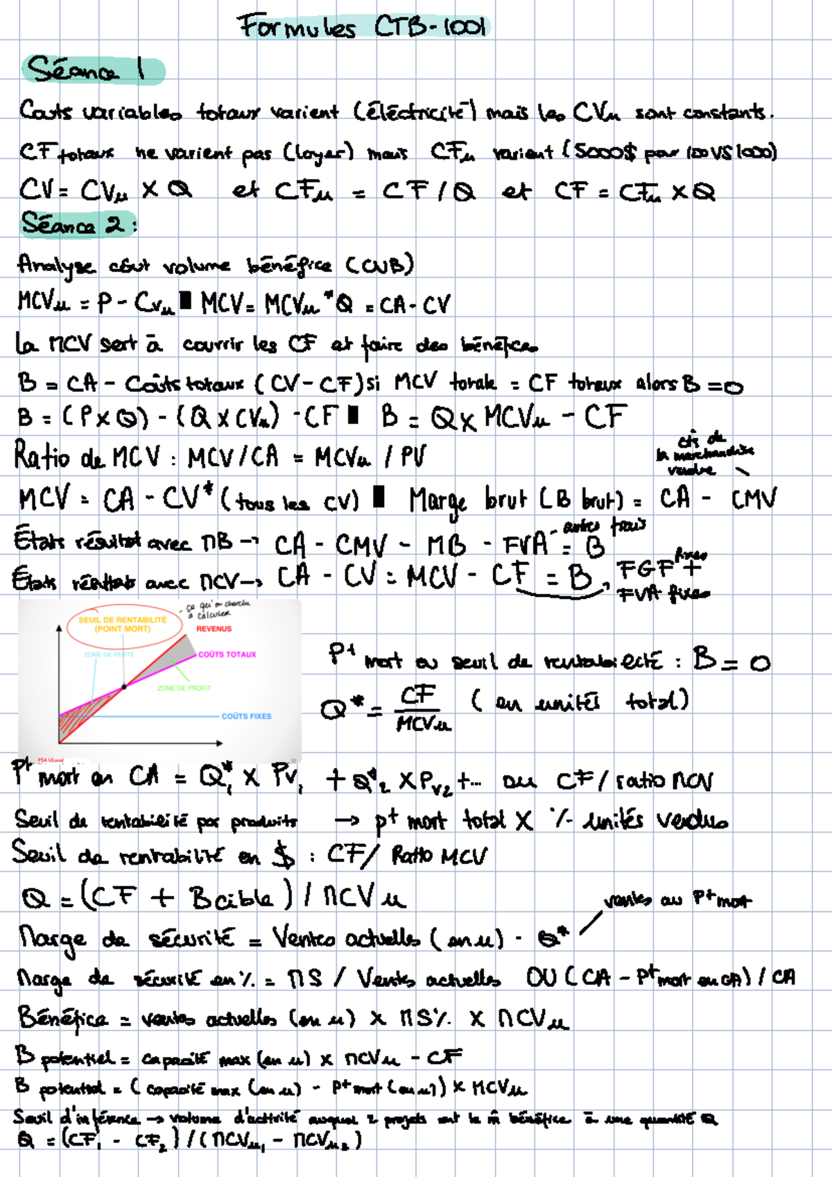 Formules CTB - 1001 - Formules CTB 1001 Séance 1 Couts variables totaux ...