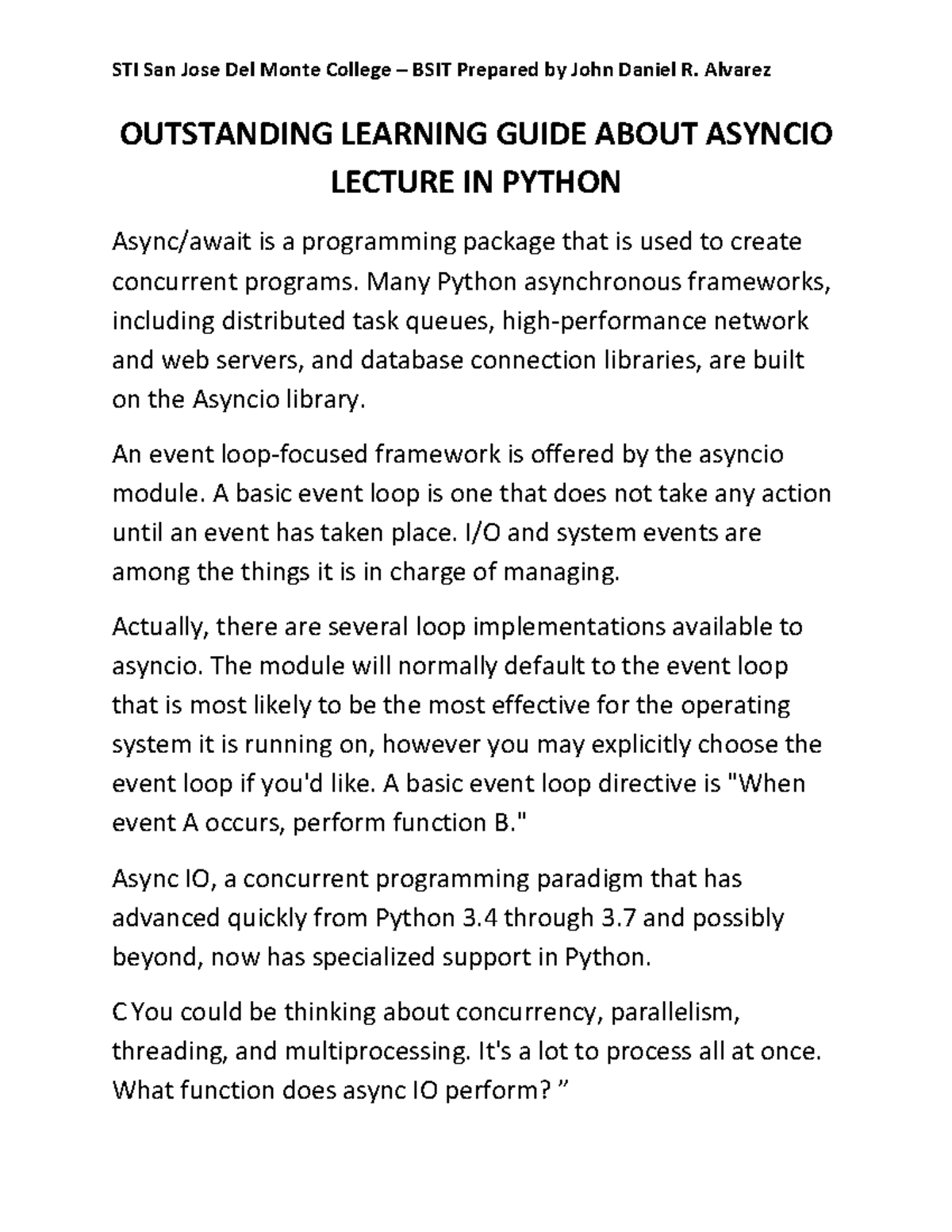 Outstanding Learning Guide About Asyncio Lecture in Python - OUTSTANDING LEARNING GUIDE ABOUT ...