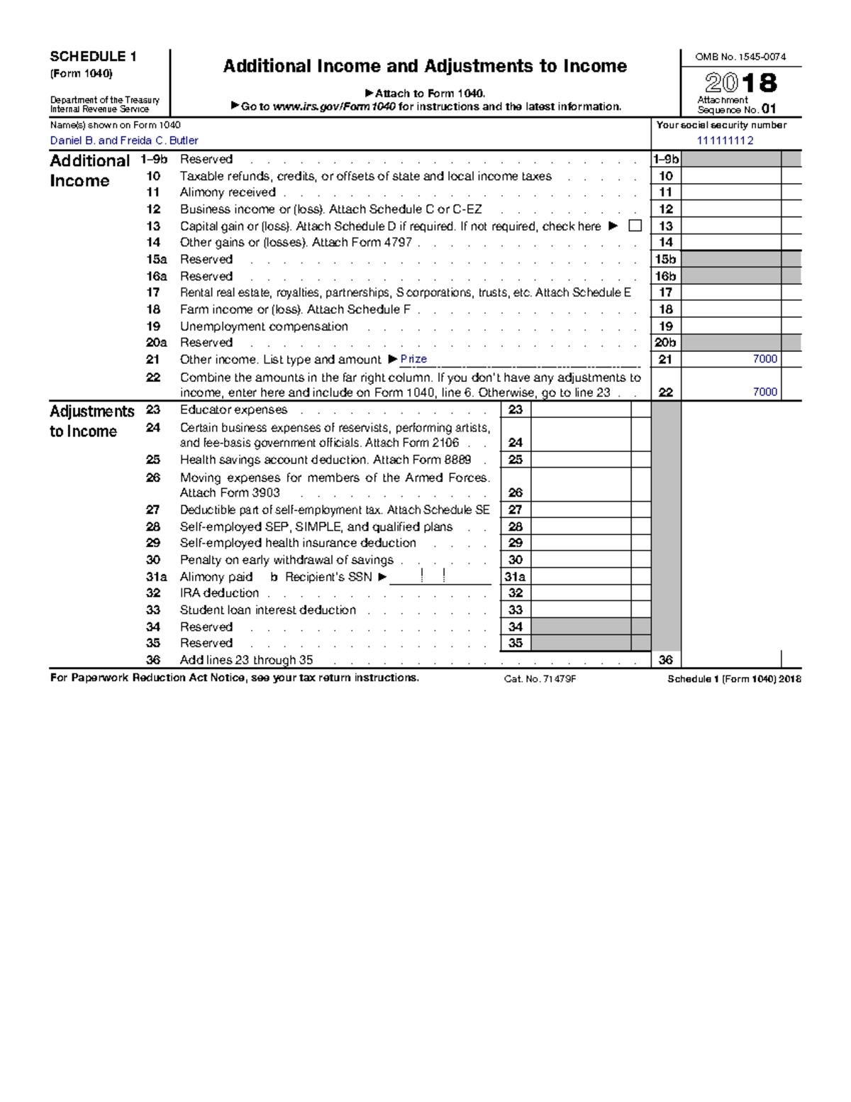 ACC 330 Schedule 1 Document - SCHEDULE 1 (Form 1040) Department of the ...