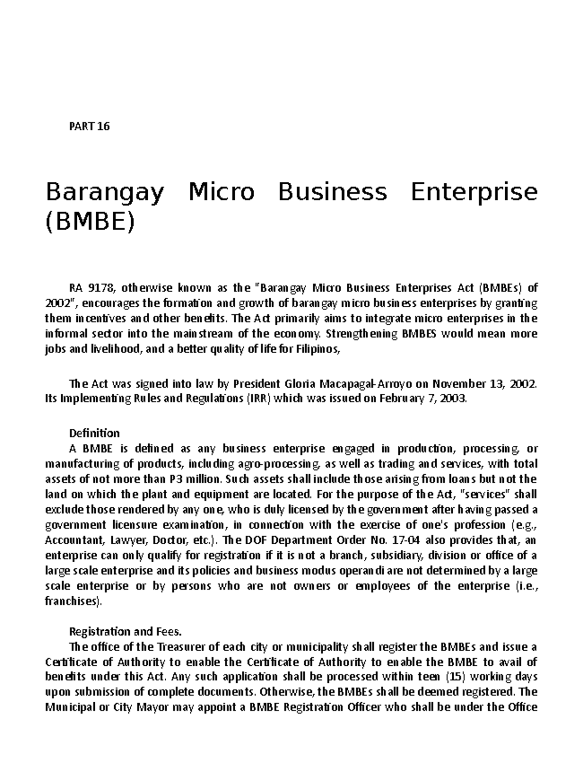 16 Barangay Micro Business Enterprises BMBE PART 16 Barangay Micro Business Enterprise BMBE 16-barangay-micro-business-enterprises-bmbe-part-16-barangay-micro-business-enterprise-bmbe