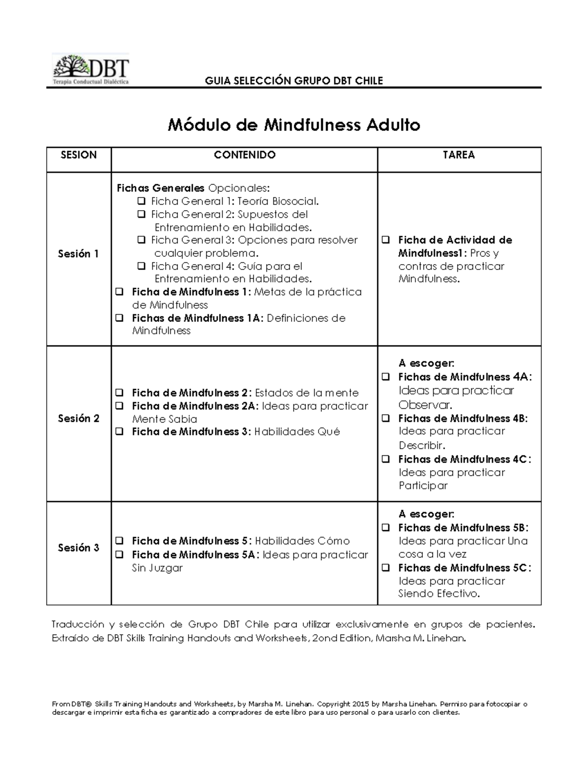 1. Mindfulness Adulto revisado - From DBT® Skills Training Handouts and ...