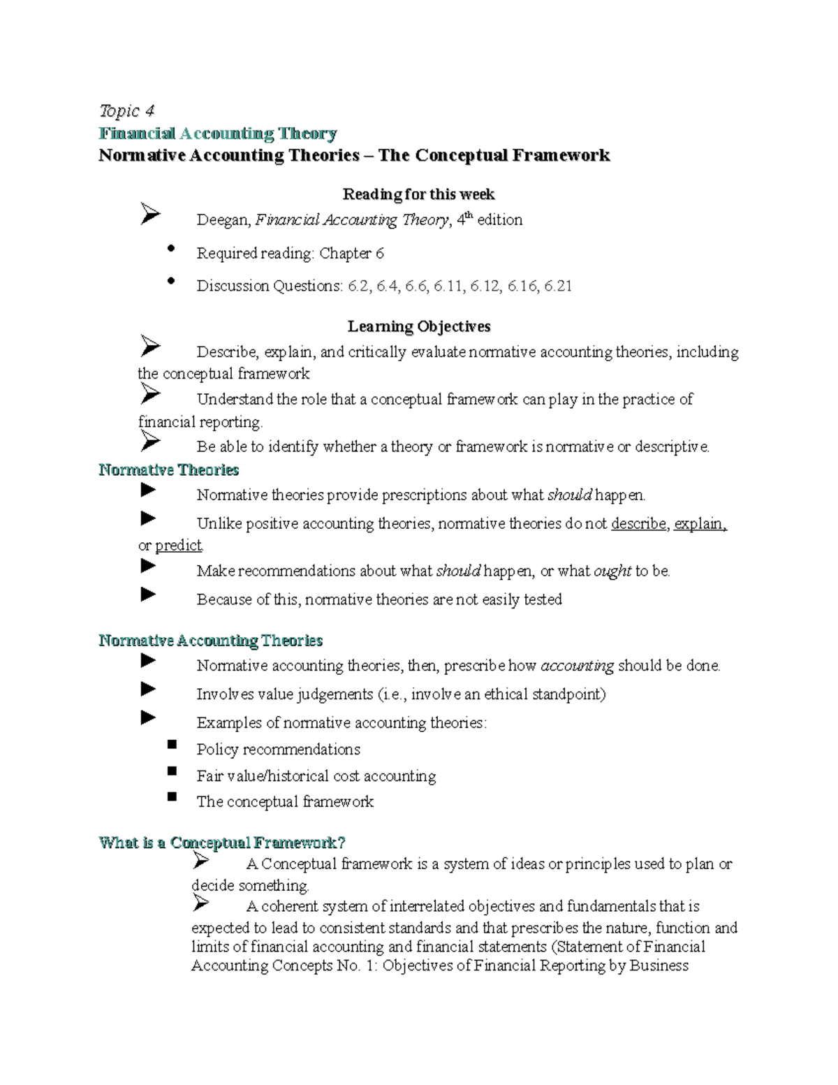 CAP Topic 4 Slides - Topic 4Topic 4 Financial Accounting Theory ...