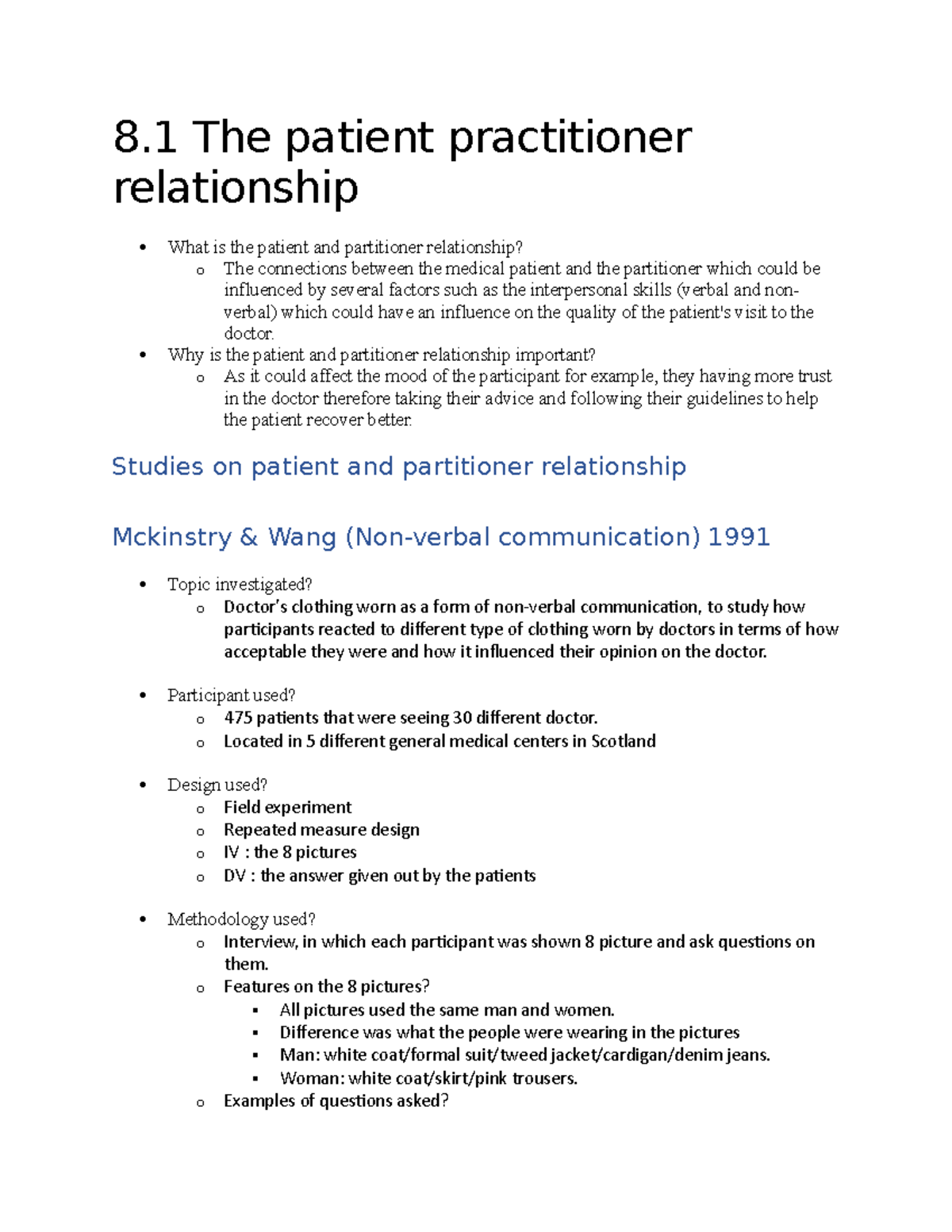 8.1 The patient practitioner relationship - Why is the patient and ...