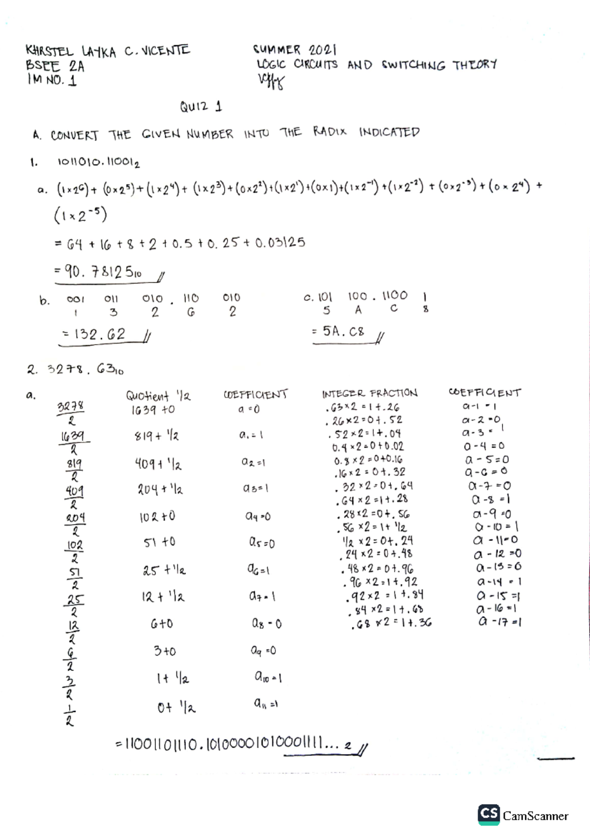 STLC- Quizes 1-4 - Switching Theory and Logic Circuits Answer in quizzes 1 to 4. - Studocu