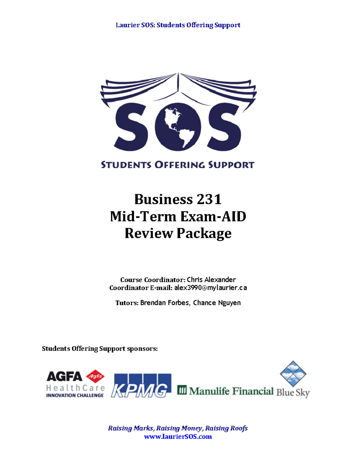 SOS - Sample Question - Notes - Raising Marks, Raising Money, Raising ...