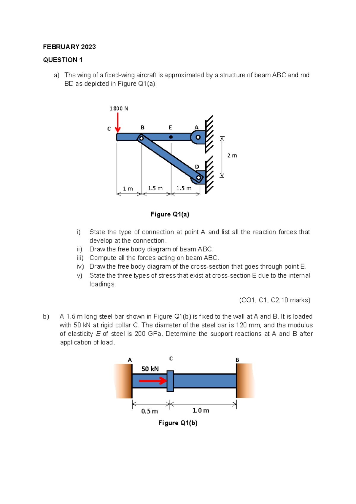 Past test questions (C1 and C2) - FEBRUARY 2023 QUESTION 1 a) The wing ...