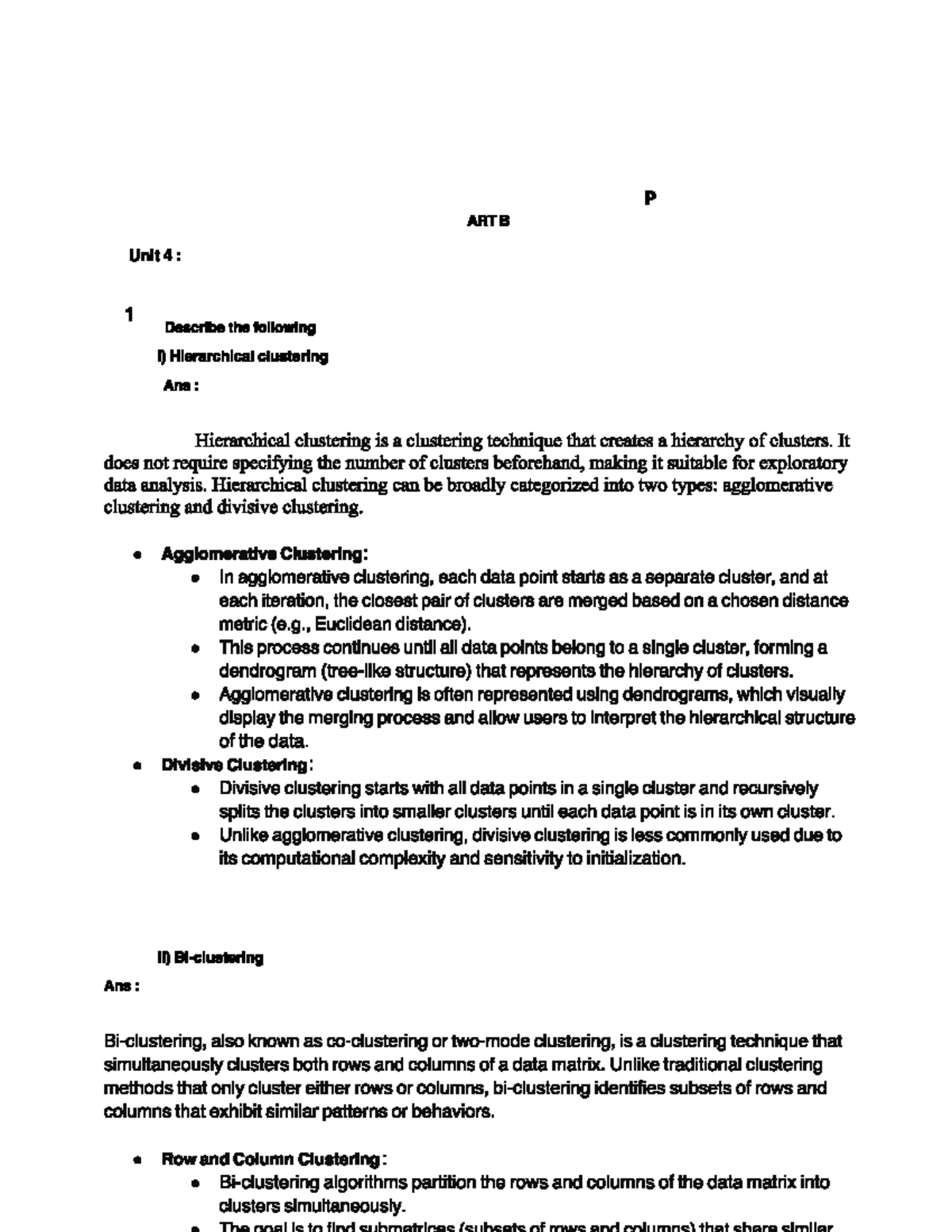 Notes unit 4 and 5 - P ART B Unit 4 : 1 Describe the following i ...